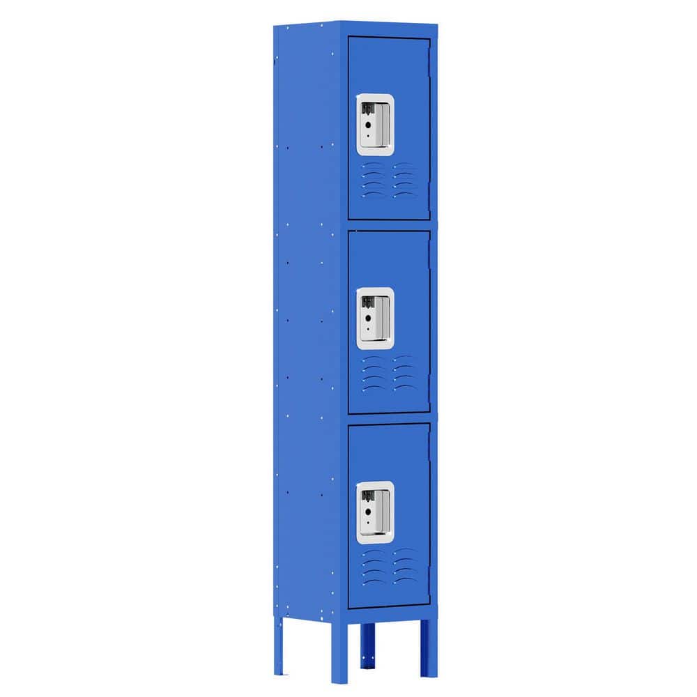 Tidoin 3-Tier 66 in. H Metal Heavy-Duty Storage Cabinet Locker in Blue ...