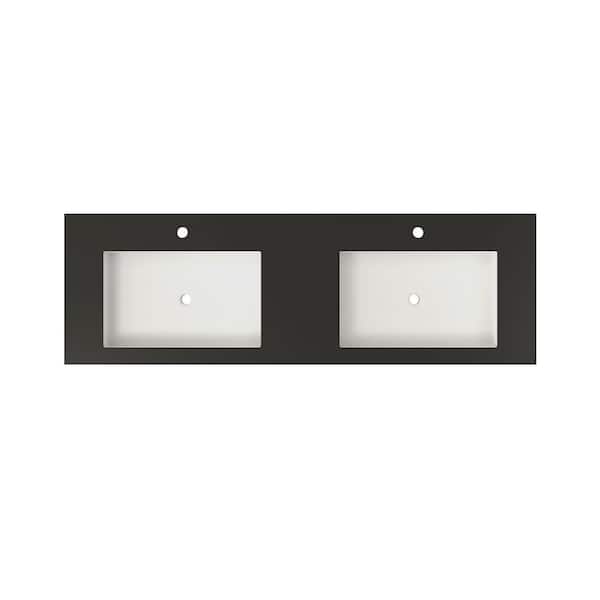 HOPROME 42 x 19 in. Solid Surface Wall Mount Bathroom Vessel Sink with ...