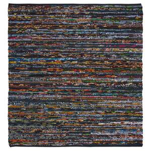 SAFAVIEH Rag Rug Black/Red 8 ft. x 10 ft. Striped Area Rug RAR250G-8 ...