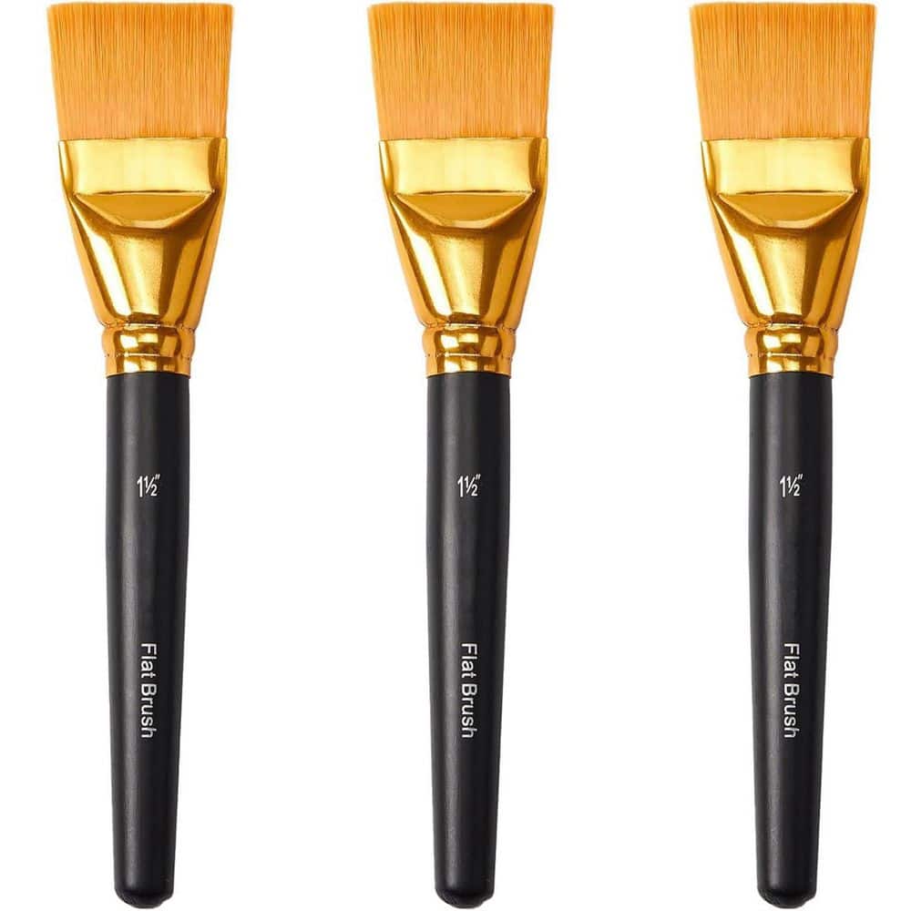 KIWDZFU 1.5 in. Flat Paint Brushes for Acrylic, Oil, Watercolor ...