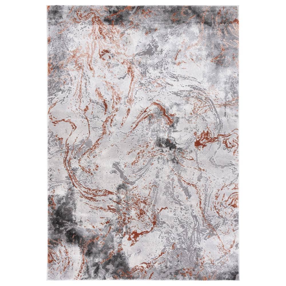 SAFAVIEH Craft Gray/Red 5 ft. x 8 ft. Abstract Marble Area Rug CFT864K ...