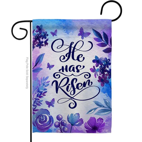 Breeze Decor 13 in. x 18.5 in. He Has Risen Garden Flag Double-Sided ...