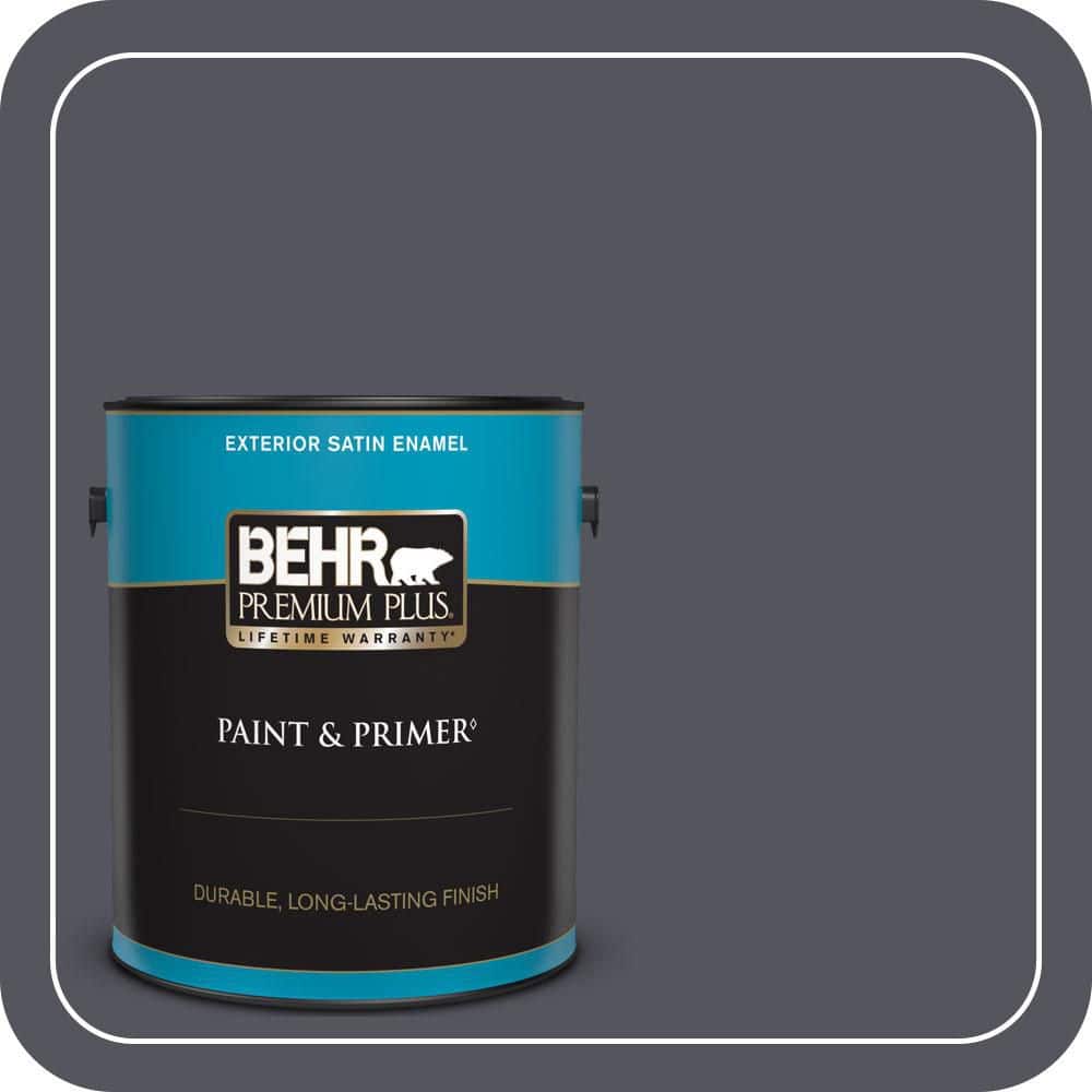 BEHR PREMIUM PLUS 1 gal. #N540-7 Coal Mine Satin Enamel Exterior Paint ...