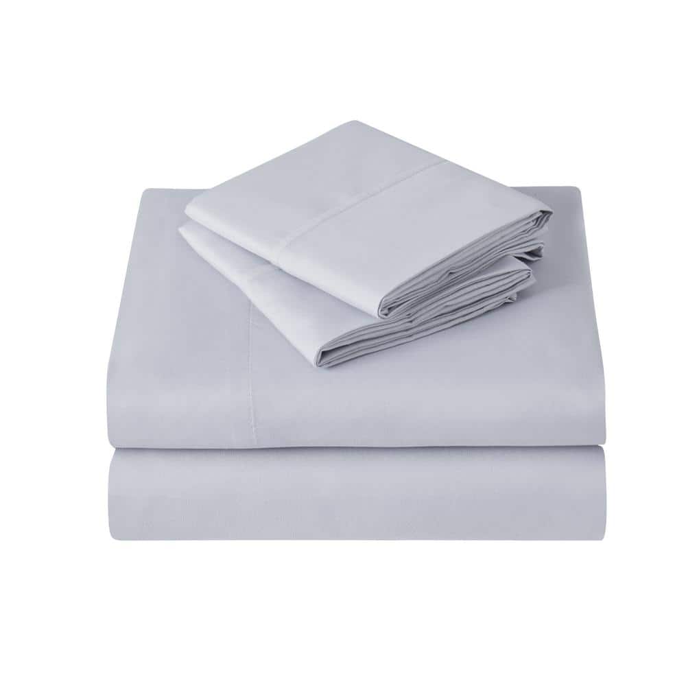 Kathy Ireland Microfiber 4-Piece Light Grey Solid Queen Sheet Set ...