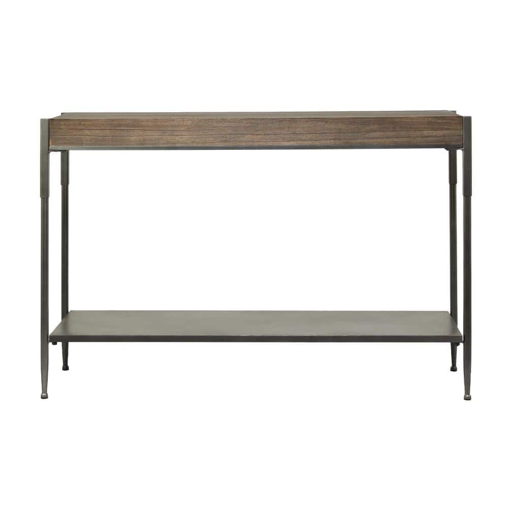Litton Lane 49 in. Gray Extra Large Rectangle Metal 1 Shelf Console ...