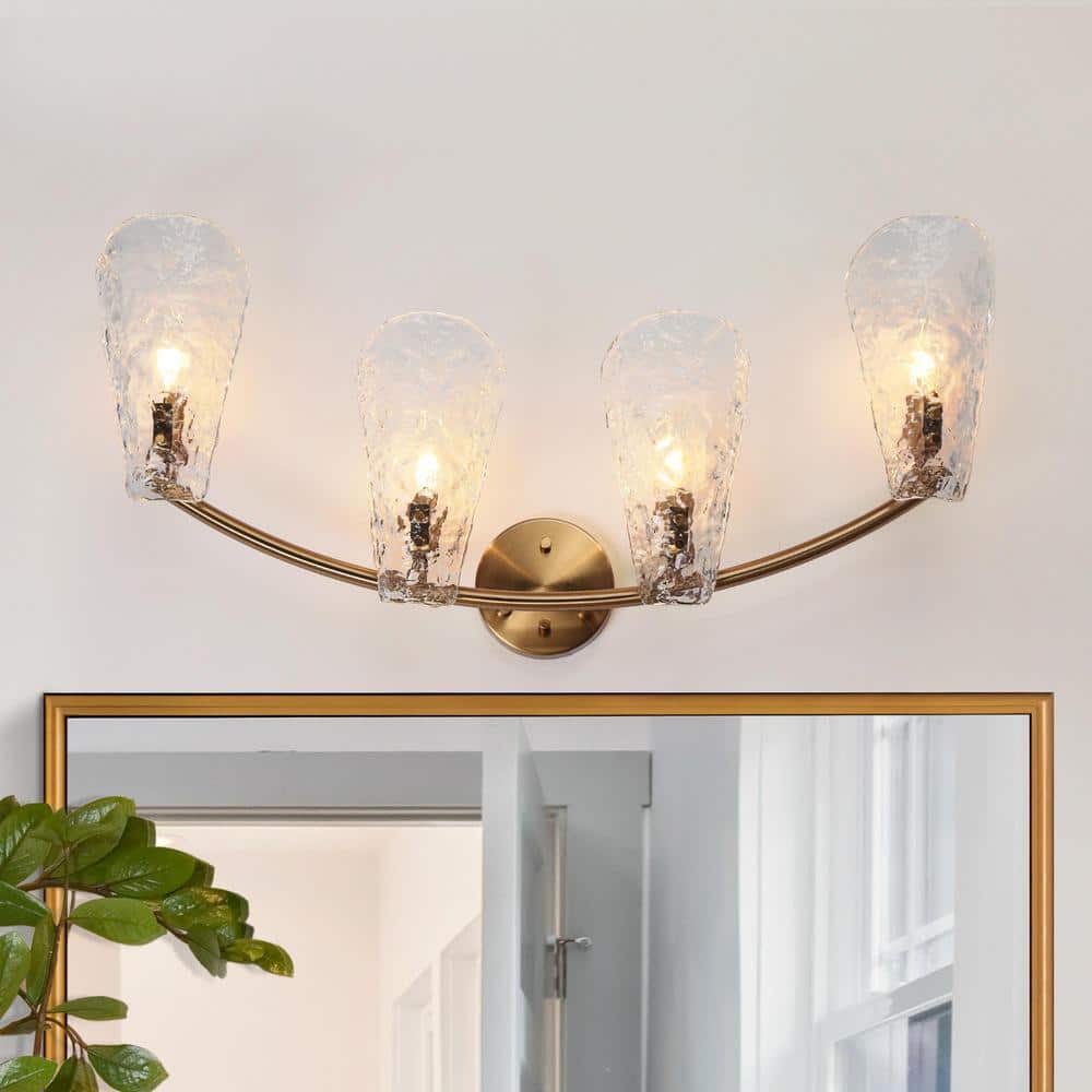 LNC Modern 29.5 in. 4-Light Plating Brass Bathroom Vanity Light with ...