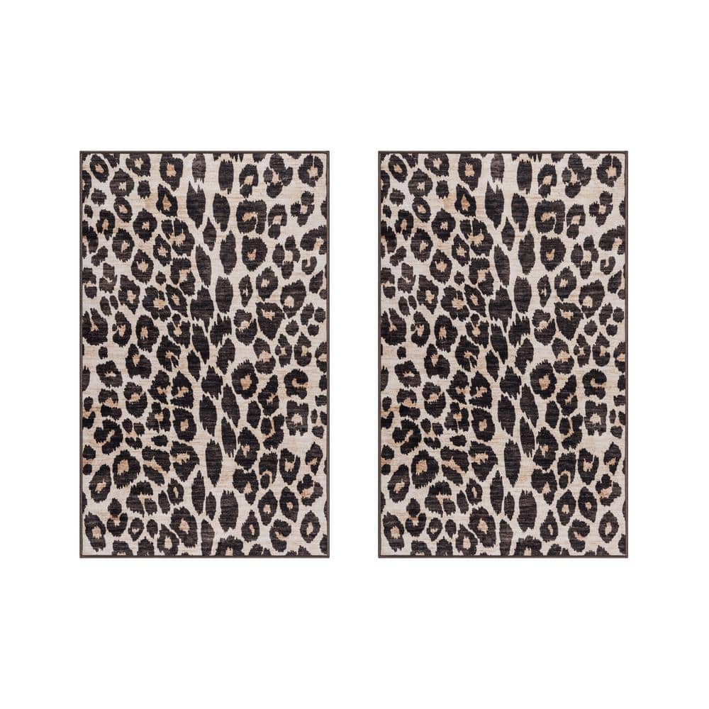 Gertmenian Crystal Print Lennie Leopard Gold/Black 2 ft. x 4 ft. Animal ...
