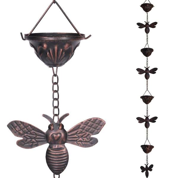 SANDTON GEWN LLC 8.5 ft. Bee and Cup Rain Chain for Outdoor, Bronze ...