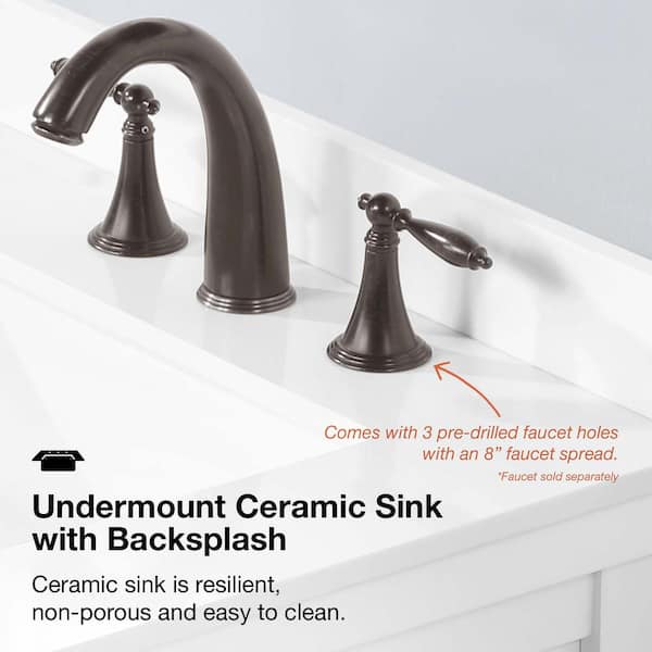 Home Decorators Collection Bellington 60 in. Double Sink White Bath ...