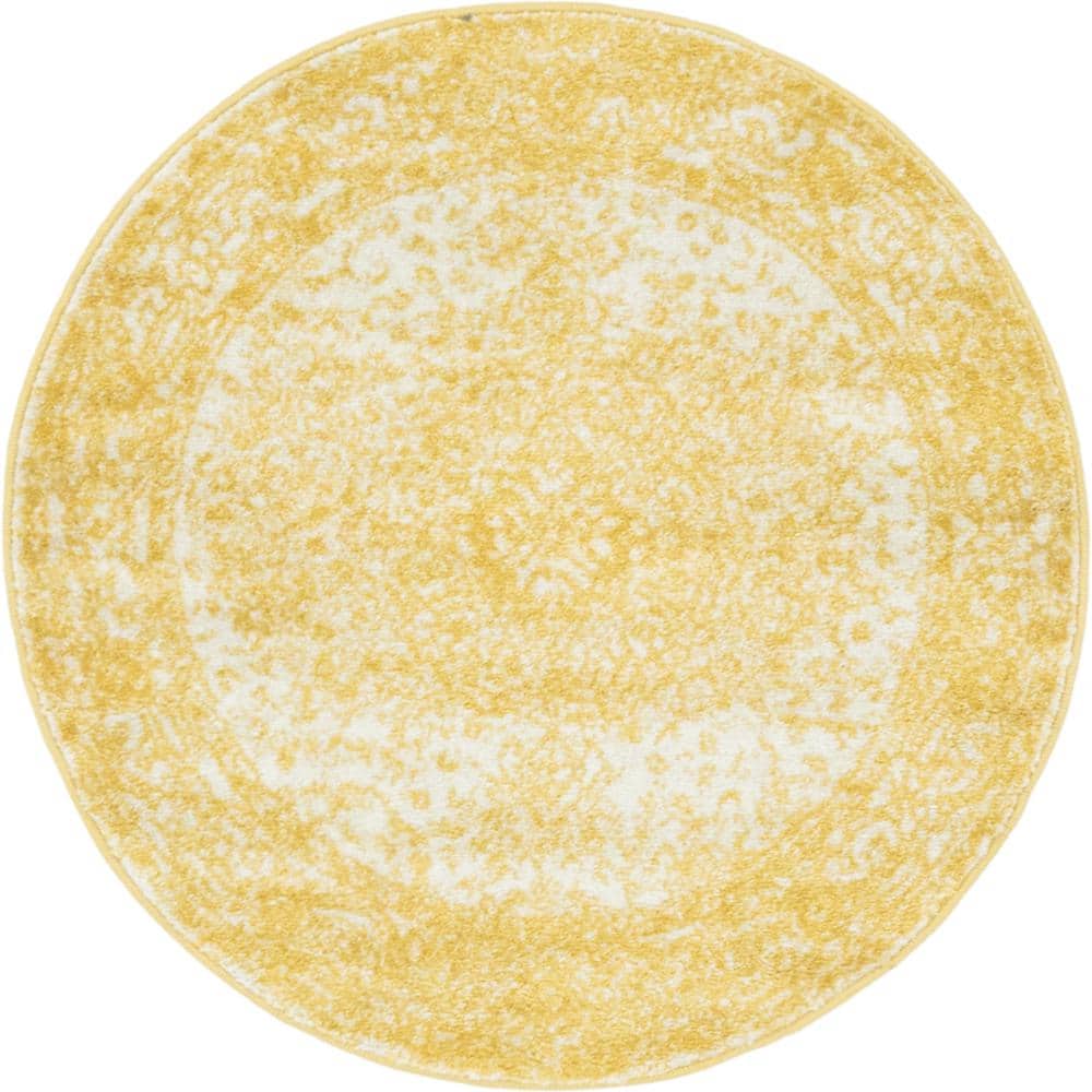 Unique Loom Bromley Midnight Yellow 3 ft. Round Area Rug 3144208 - The ...