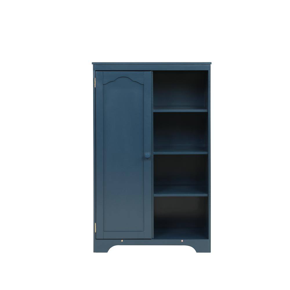 URTR Navy Blue Wooden Armoire 3 Shelves, 1 Door Kids Wardrobe Hanging ...