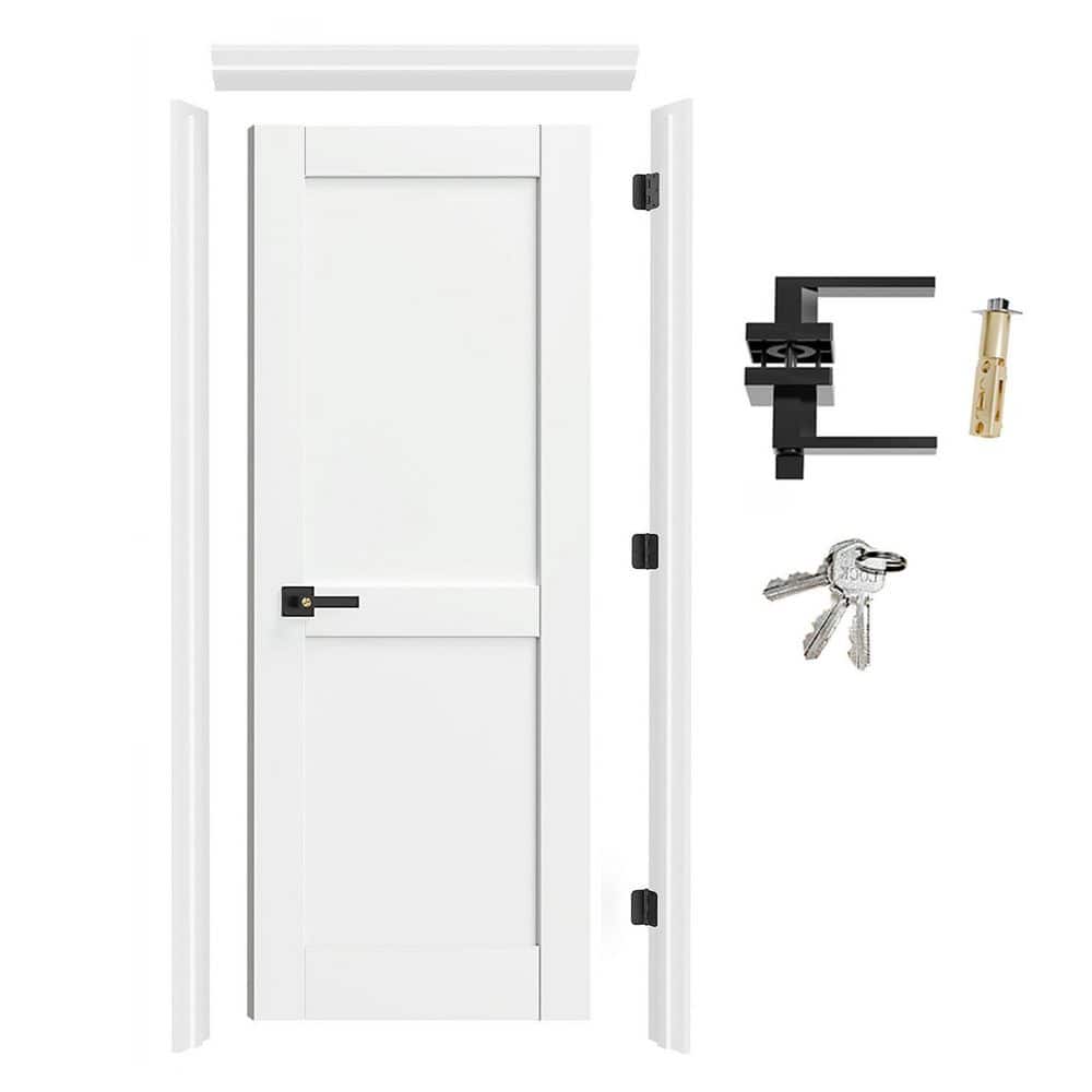 TENONER 30 in. x 80 in. 2-Panel Primed Wood Door with Quick Assemble ...
