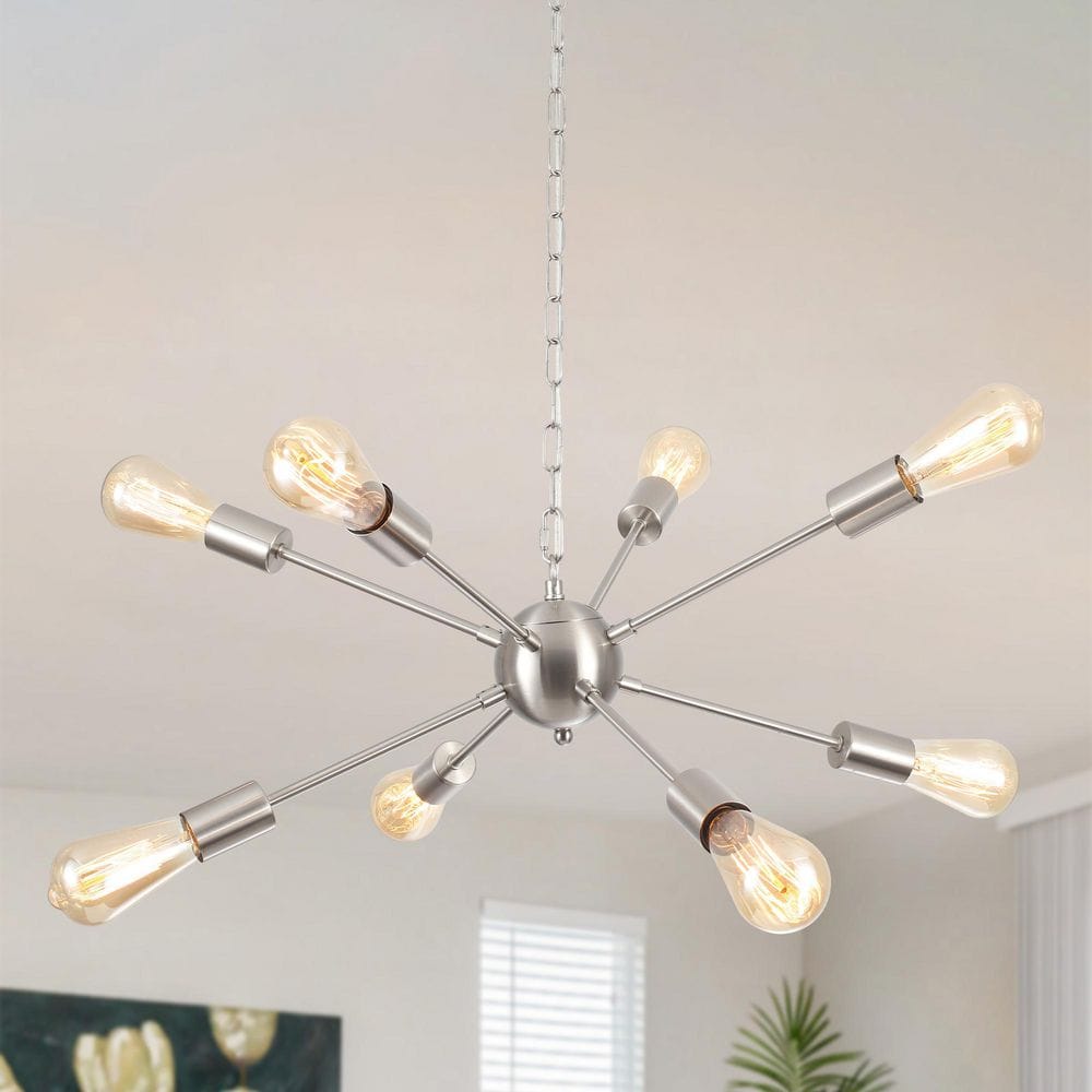 Reviews for ETONIMERR Mid Century 23.5 in. 8-Light Nickel Modern ...