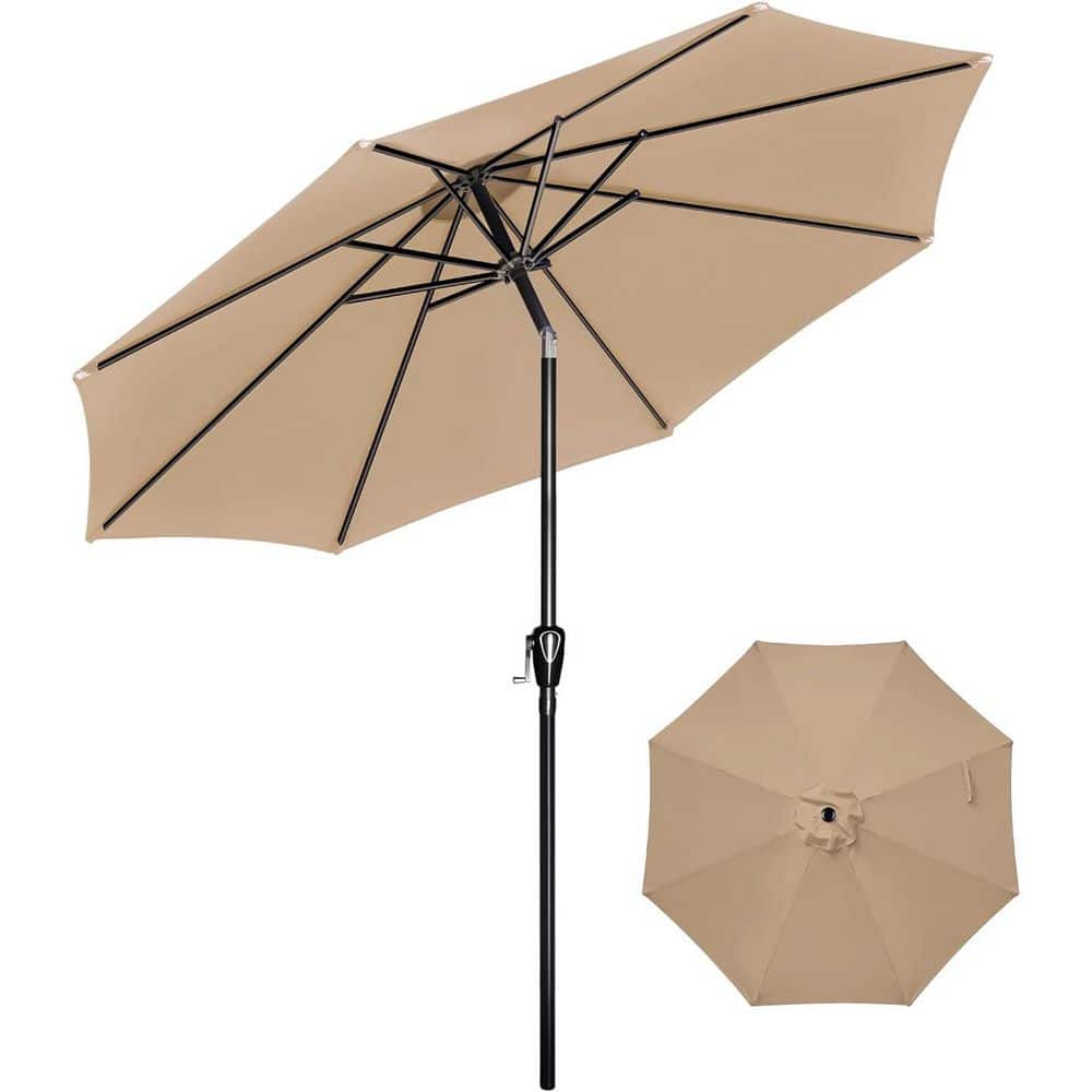 Primehome 10 ft. Solar Patio Umbrella w/ 32 LED Lights, Push-Button ...