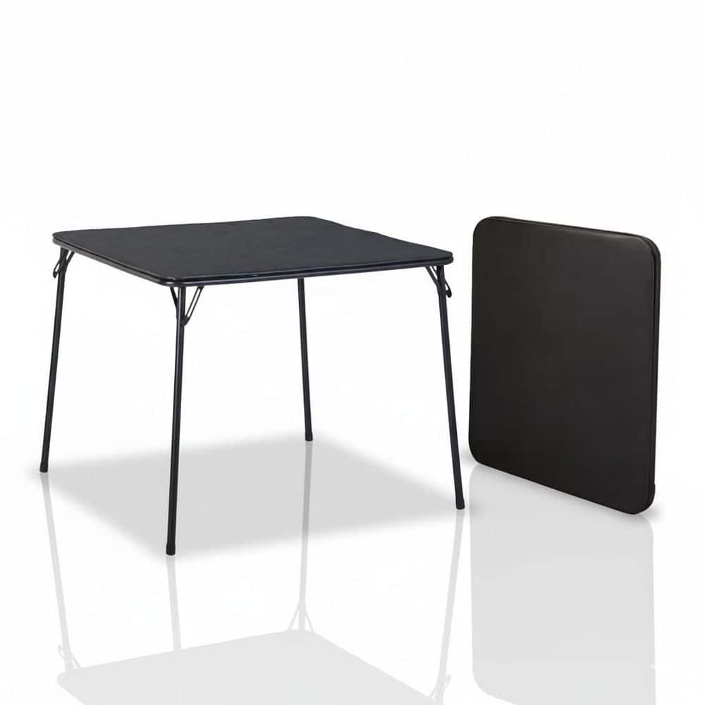 Homy Casa Feady 34.6 in. Black Foldable Plastic Top Card Table ...
