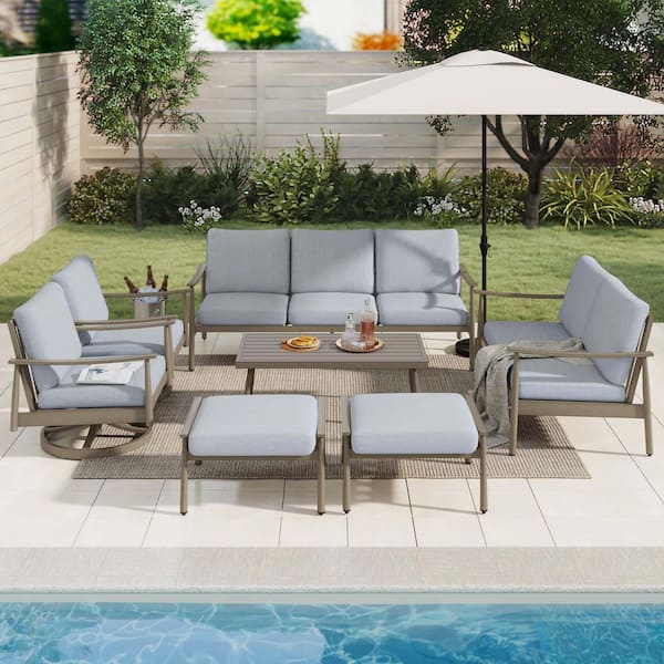 ChillPavilion Sunset Retreat 7-Piece Blue Aluminum Conversation Set ...