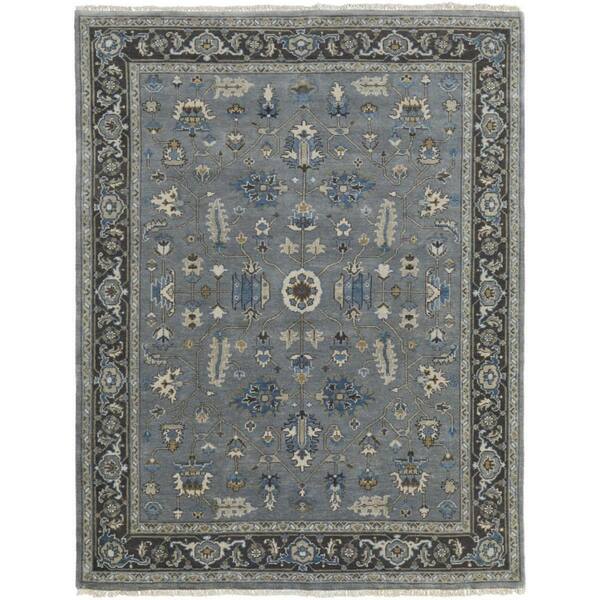HomeRoots 8 ft. x 10 ft. Blue, Gray Floral Area Rug 2000511023 - The ...