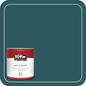 BEHR PREMIUM PLUS 1 gal. #QE-47 Petro Blue Flat Low Odor Interior Paint ...