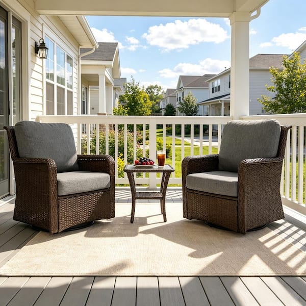 TRIBESIGNS WAY TO ORIGIN Gray 3-Piece Luxury Outdoor/Indoor Swivel ...