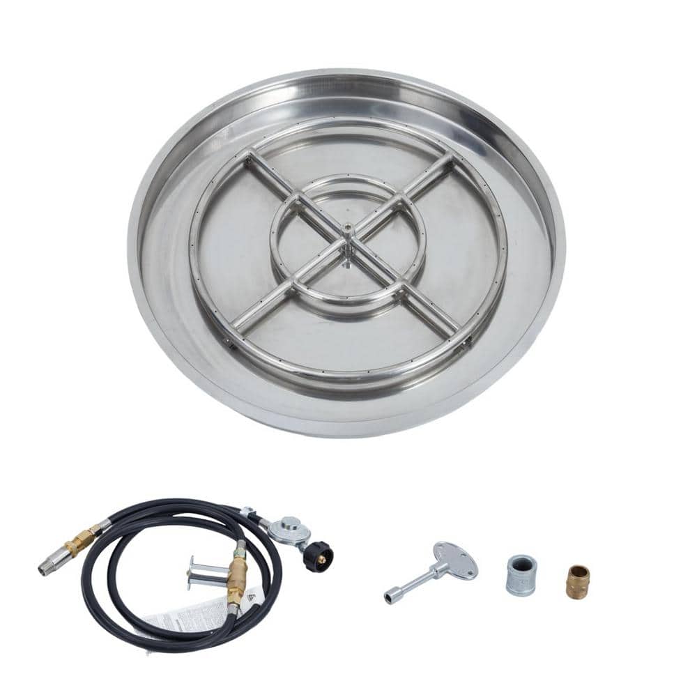 Garvee 31 in. Outdoor Round Stainless Steel Drop in Fire Pit Pan for ...