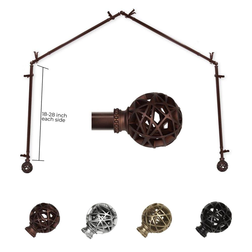 Rod Desyne 13/16" Leanette 4-Sided Bay Window Curtain Rod (18-28 inch ...