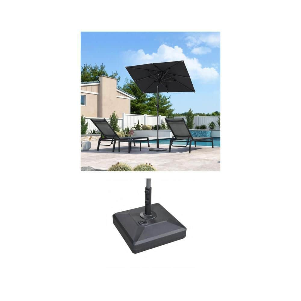 PURPLE LEAF 4 ft. x 6 ft. Gray Aluminum Crank and Tilt Umbrella with ...