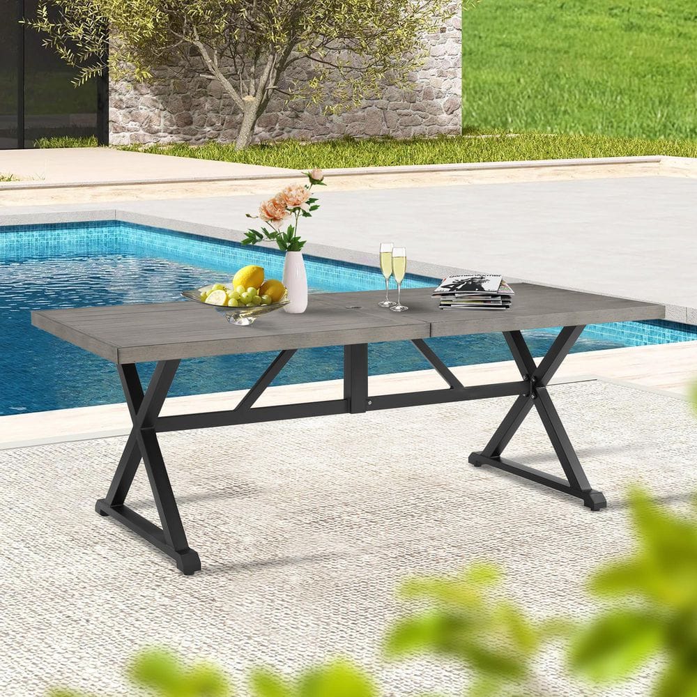 ULAX FURNITURE AZUR Rectangular Metal Outdoor Dining Table HD-970423A ...