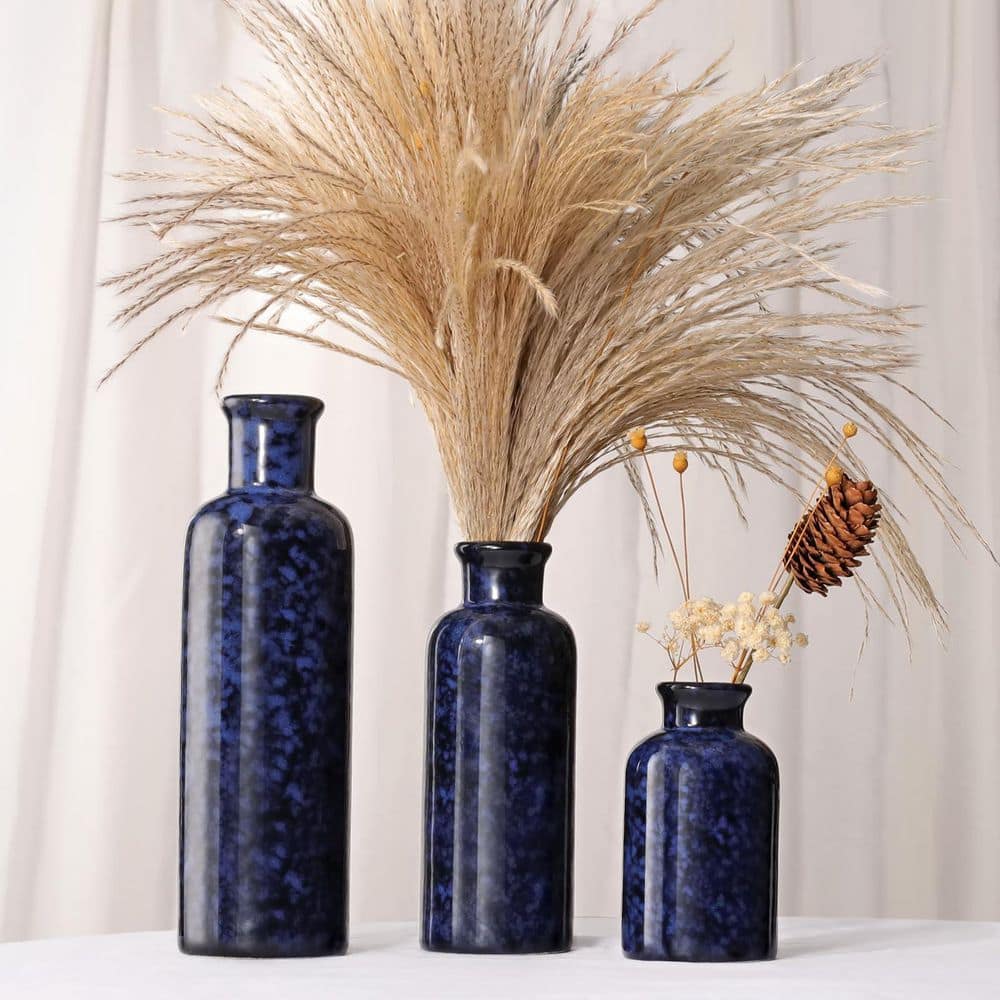 Blue Ceramic Vas, Boho Modern Flower Vase Room Decor, Farmhouse Decor ...