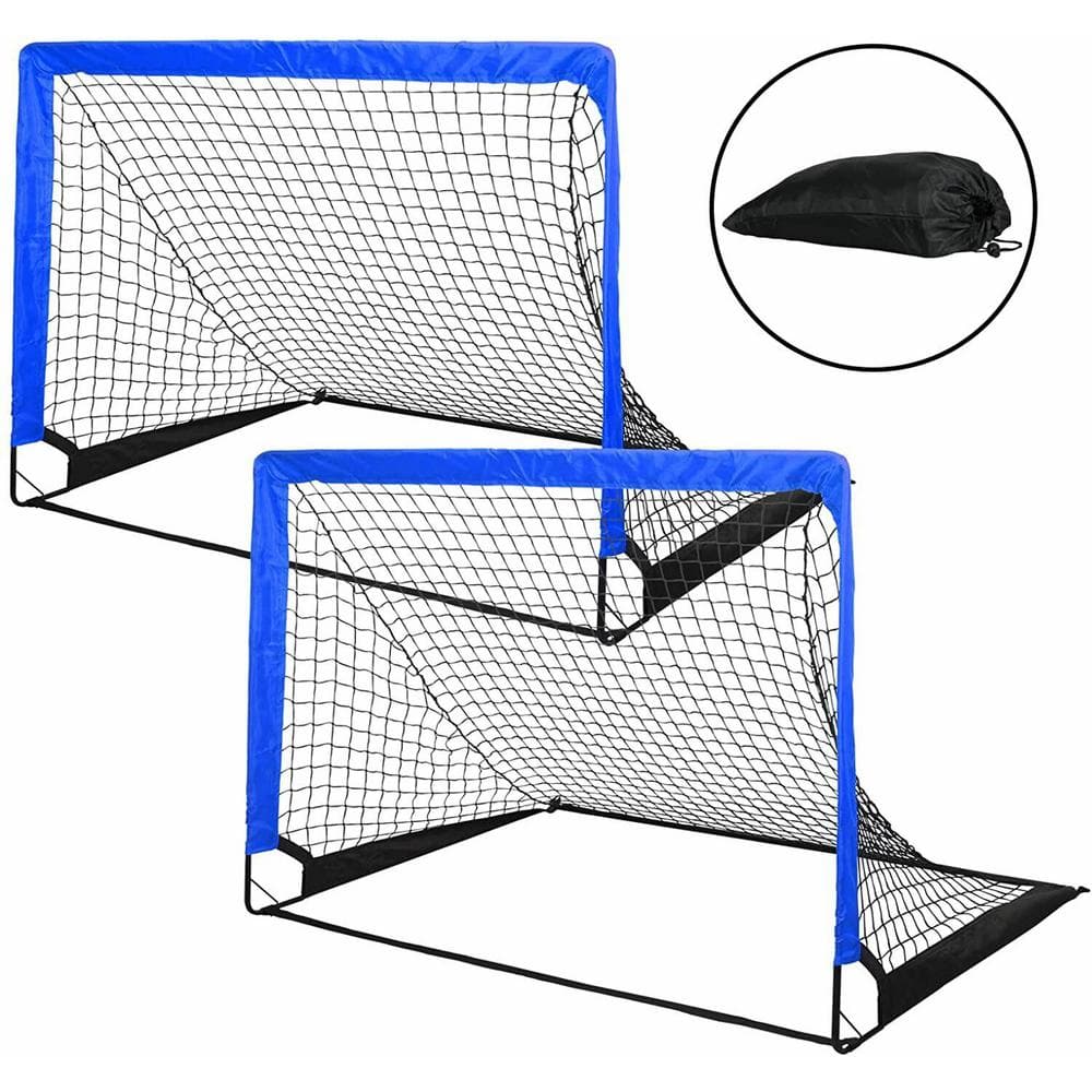 HOTEBIKE 4 ft. x 3 ft. Portable Blue Soccer Goal, Pop Up Folding Soccer ...