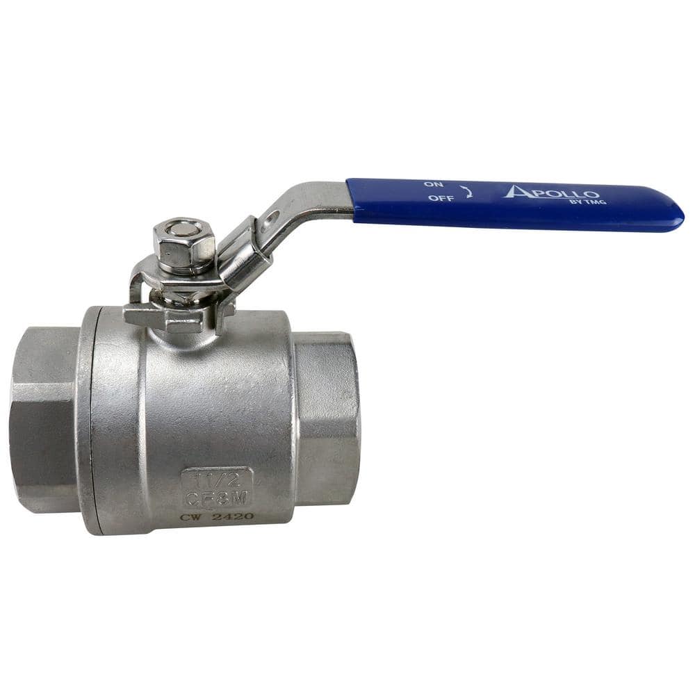 Apollo 1-1/2 in. Stainless Steel FNPT x FNPT Full-Port Ball Valve with ...