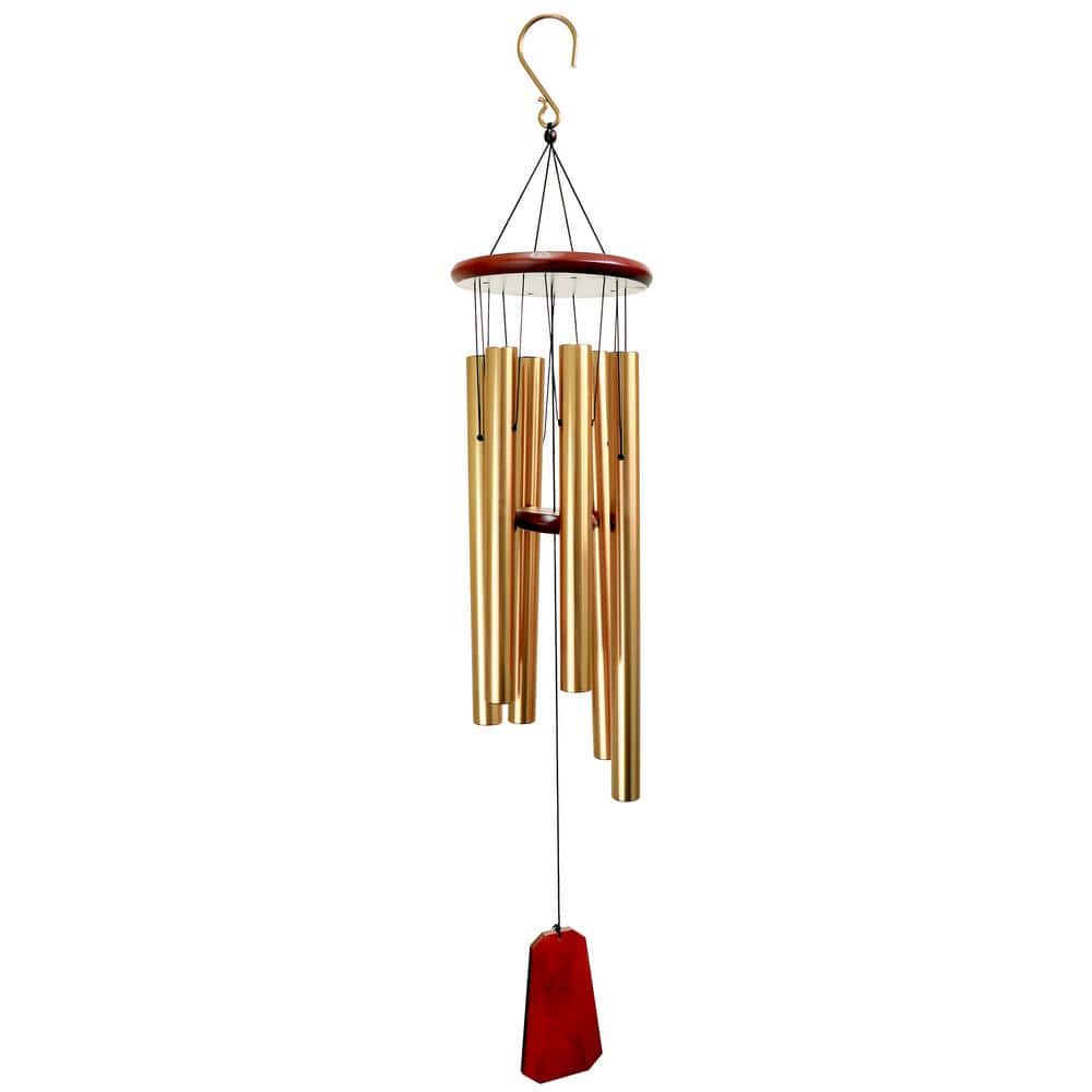 Clihome 45 in. Wood Top Bronze Color Aluminum Tube Tuned Wind Chime CL ...