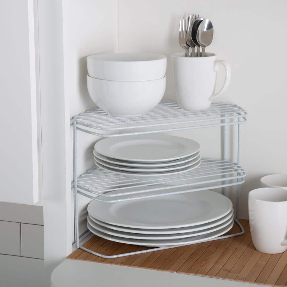 Laura Ashley Speckled 3-Tier White Corner Helper Shelf LA-92556-WHITE