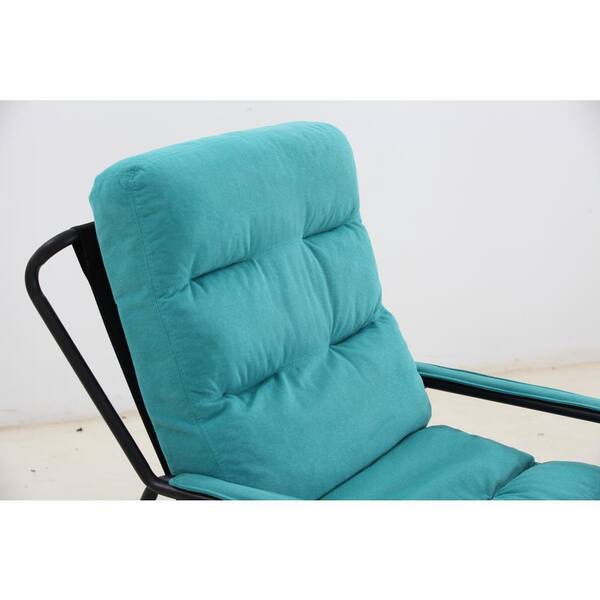 Tenleaf Blue Reclining Metal Outdoor Lounge Chair with Moveable ...