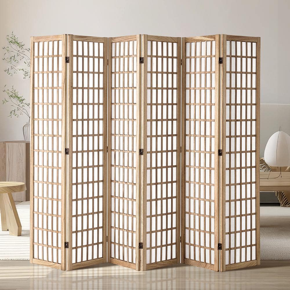 VEVOR Room Divider, 6 Panel Japanese Room Divider, Wood Folding Privacy ...