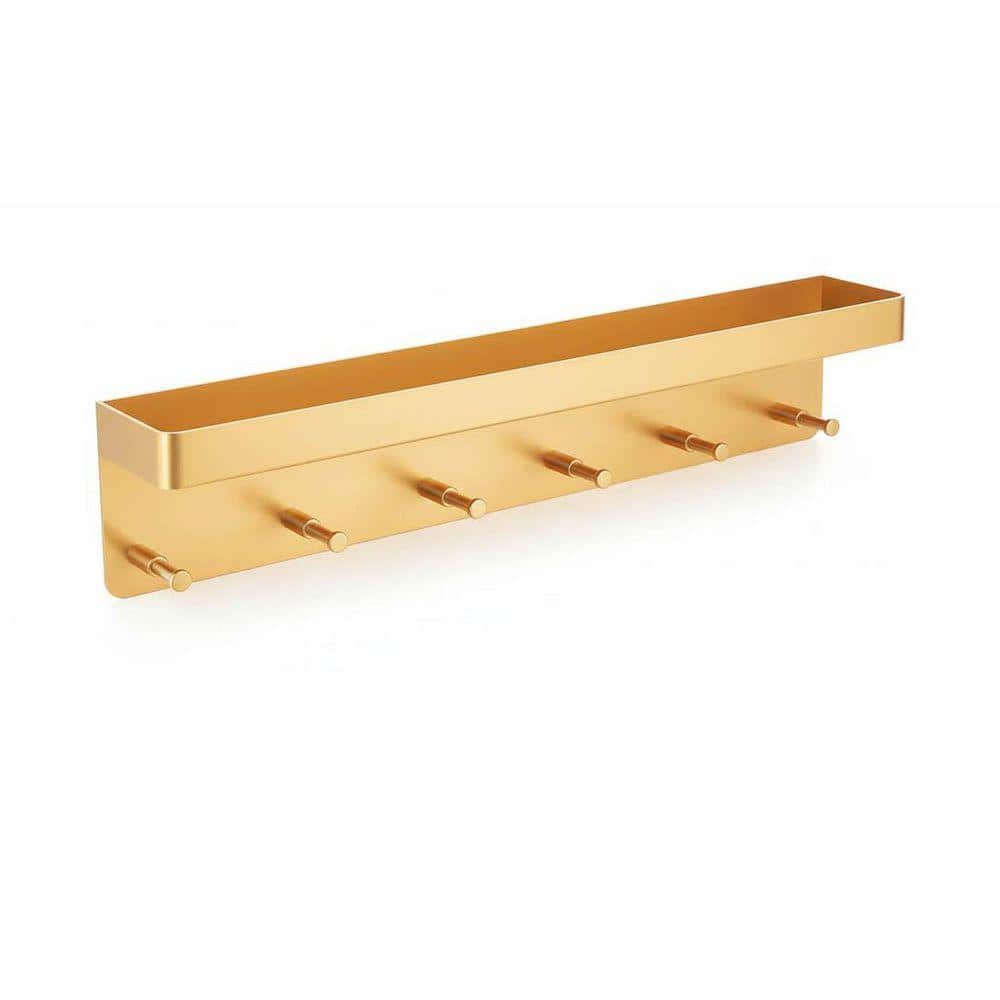 9.65 in. W x 1.7 in. D Gold Metal Decorative Wall Shelf Key Holder with ...