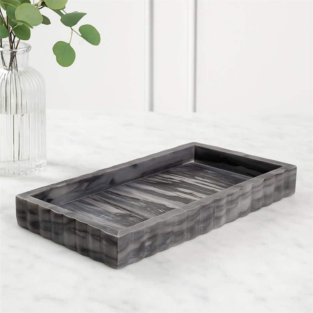 Benjara Myla Subtle Gray Marble 14 in. Decorative Tray BM335000 - The ...