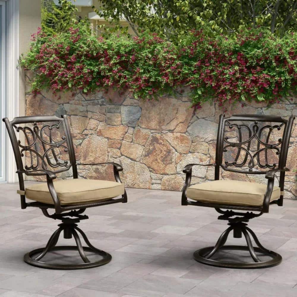PURPLE LEAF 2-Piece Outdoor Sling Swivel Dining Chairs Dining Swivel ...