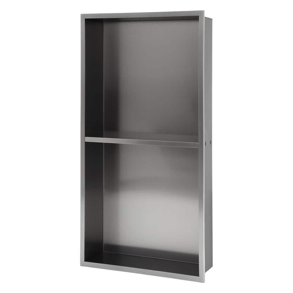Tenleaf 13 in. W x 25 in. H x 3.94 in. D Stainless Steel Double Shelf ...