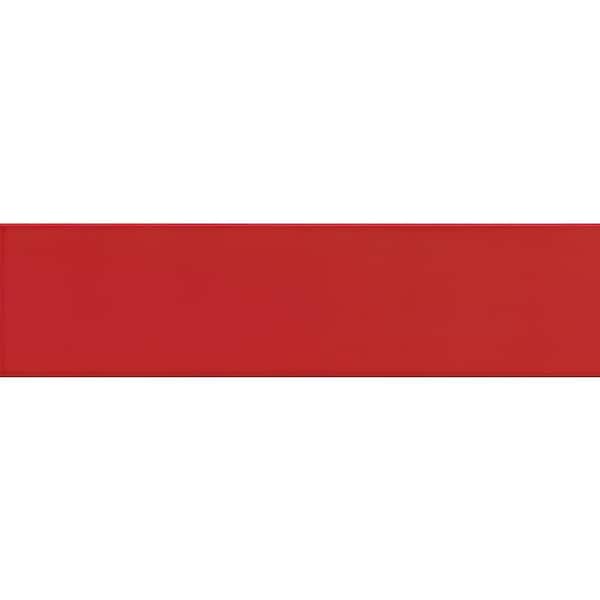 EMSER TILE Catch Red 3 in. x 12 in. Glossy Ceramic Wall Tile (12.15 Sq ...