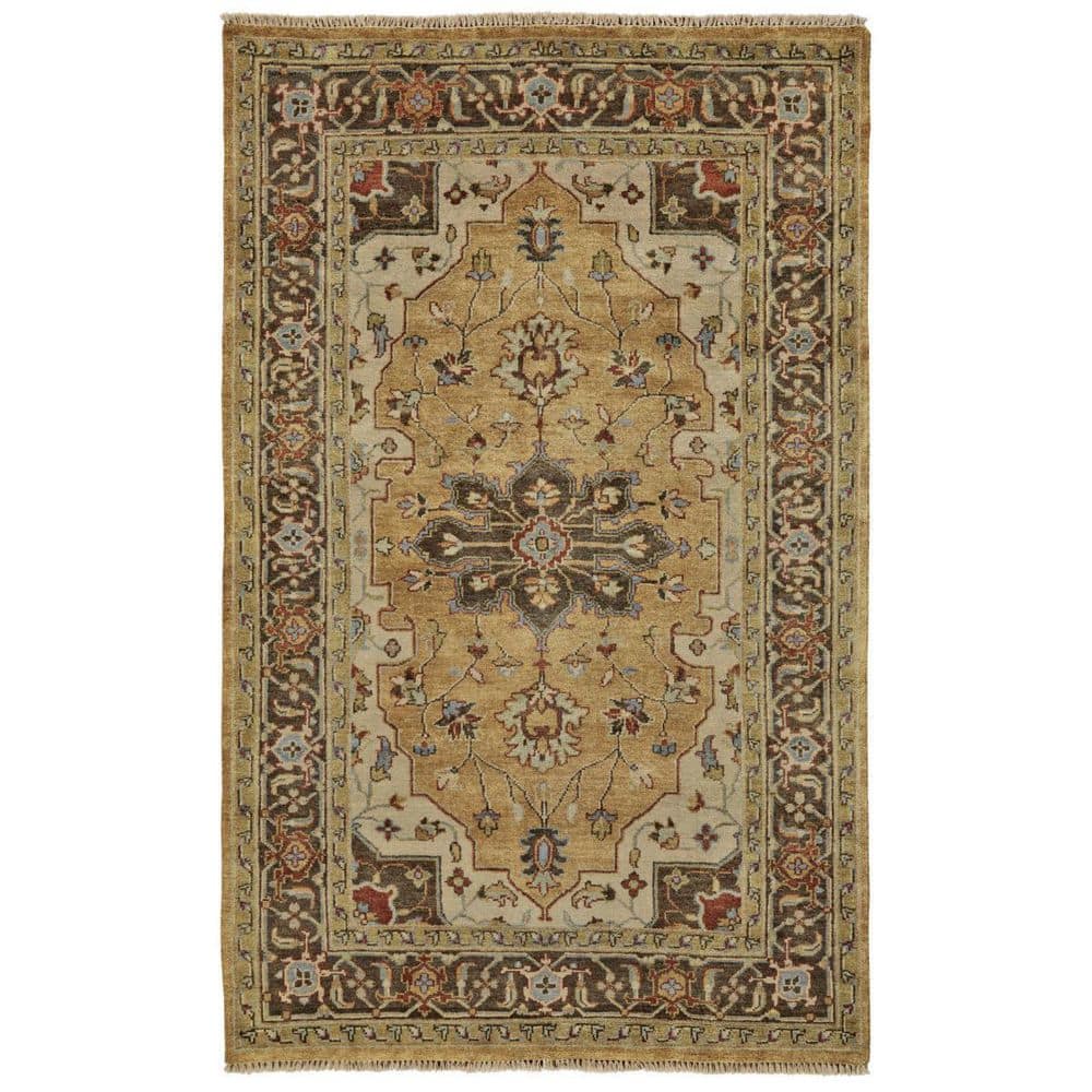 HomeRoots 2 ft. x 3 ft. Tan, Brown, Gold Abstract Area Rug 2000567912 ...