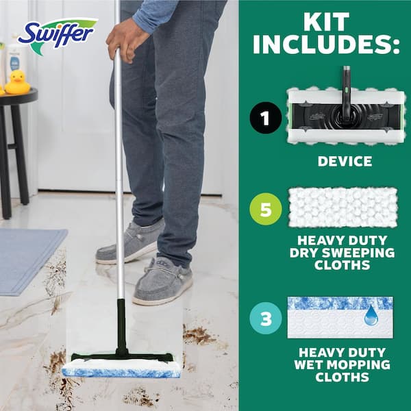 Swiffer Sweep Plus Mop Deluxe 2 in 1 Multi-Surface Floor Cleaning ...