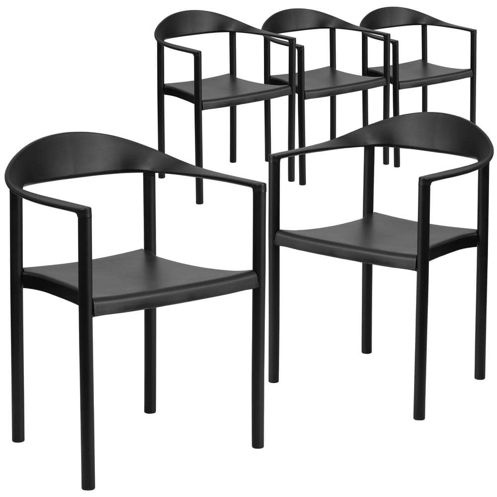 Carnegy Avenue Black Plastic Stack Chairs (Set of 5) CGA-RUT-156592-BL ...