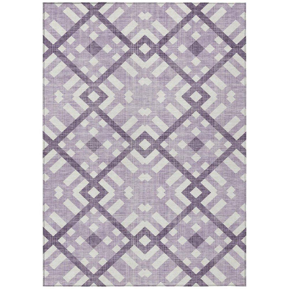 HomeRoots Purple, Lilac, Ivory 9 x 12 ft. Woven Geometric Polyester ...