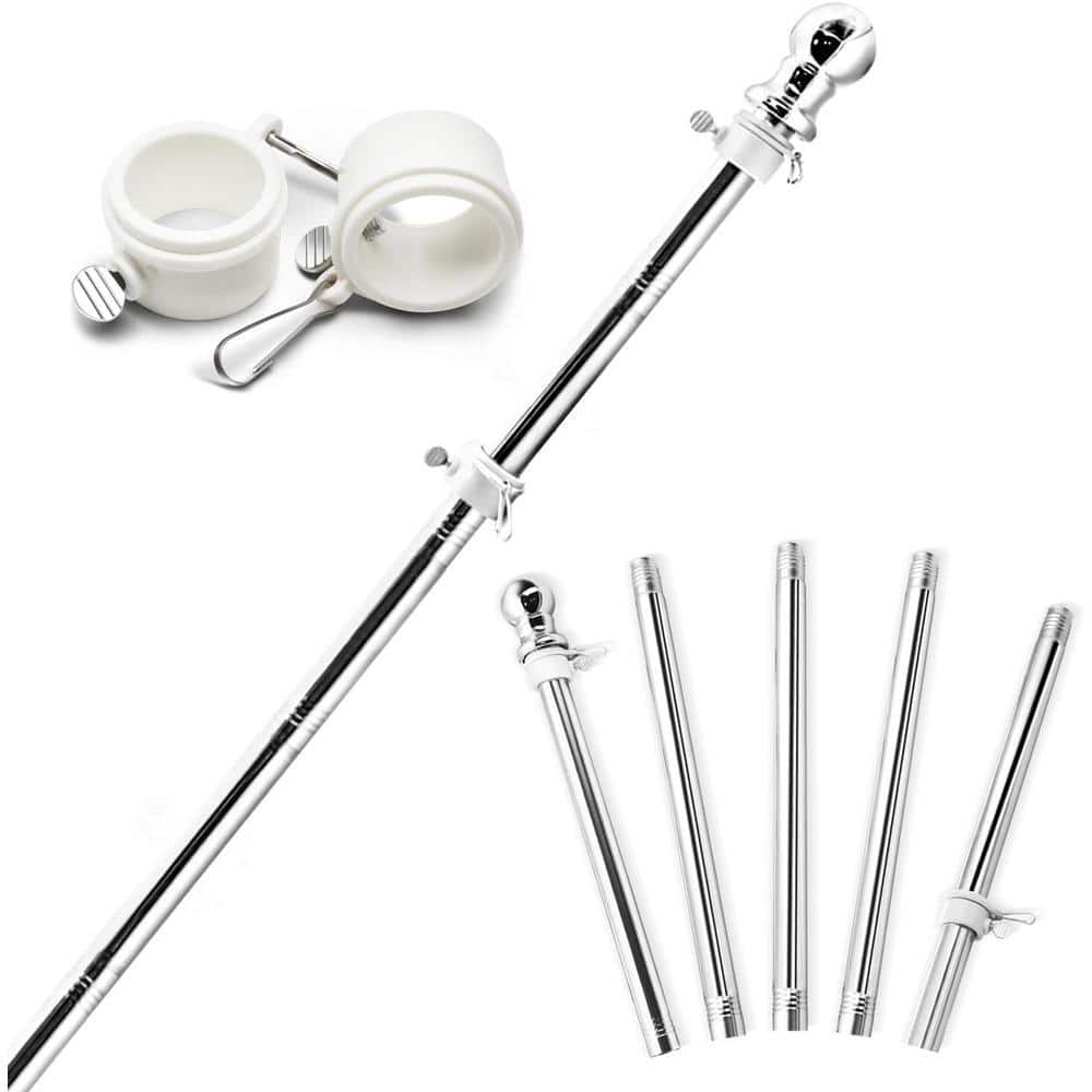 ANLEY 6 ft. Flag Pole Stainless Wall Mount Flagpole-Adjustable Length A ...