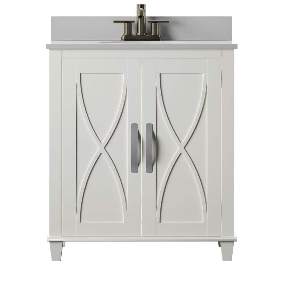 Twin Star Home 30 in. W x 20 in. D Bath Vanity in White with Vanity Top ...