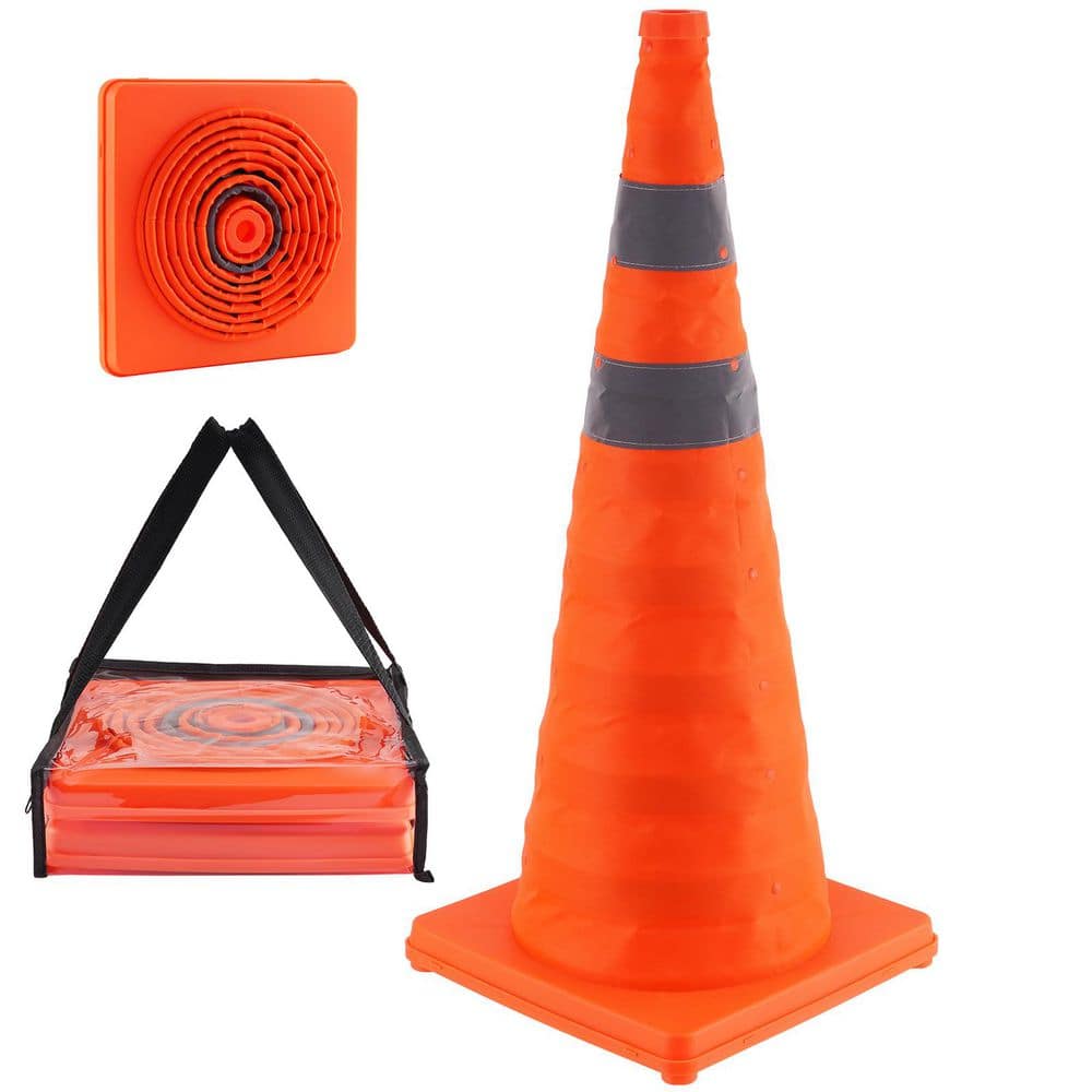 SKYSHALO Safety Cones, 2 Pack 28 in. Collapsible Traffic Cones ...