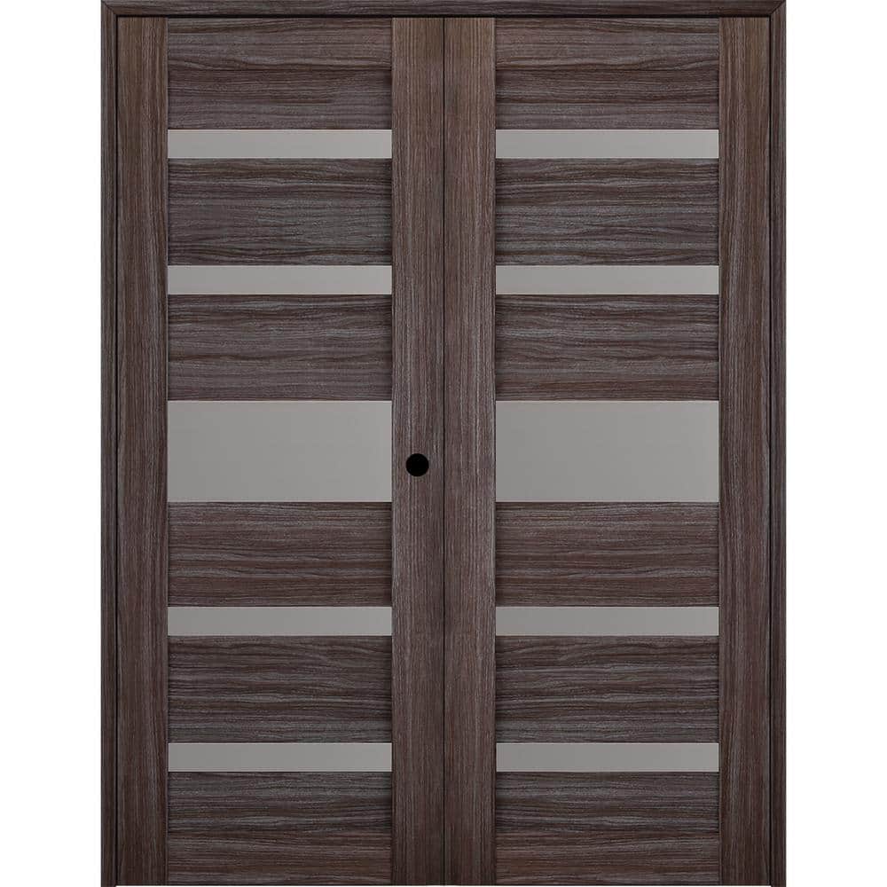 Belldinni Gina 48 in. x 80 in. Left Hand Active 5-Lite Gray Oak Wood ...