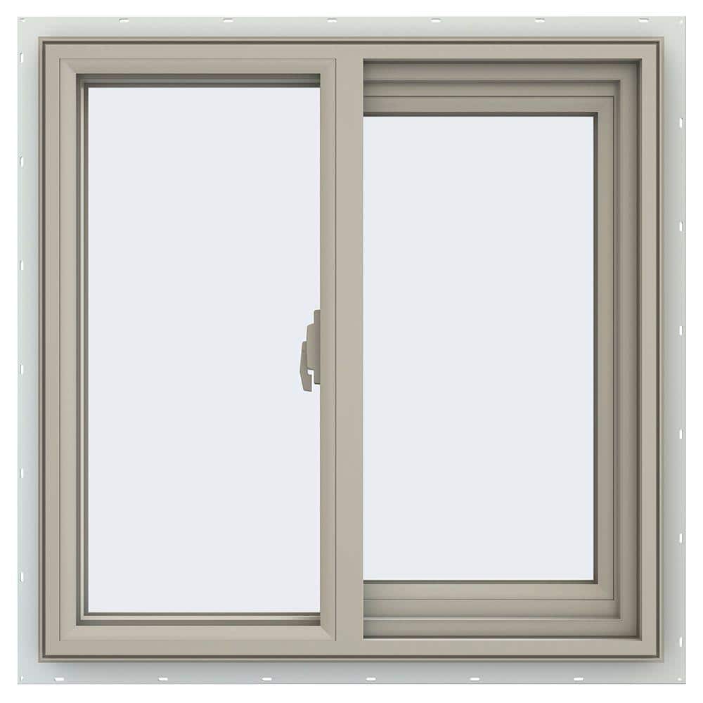 JELD-WEN 23.5 in. x 23.5 in. V-2500 Series Desert Sand Vinyl Right ...