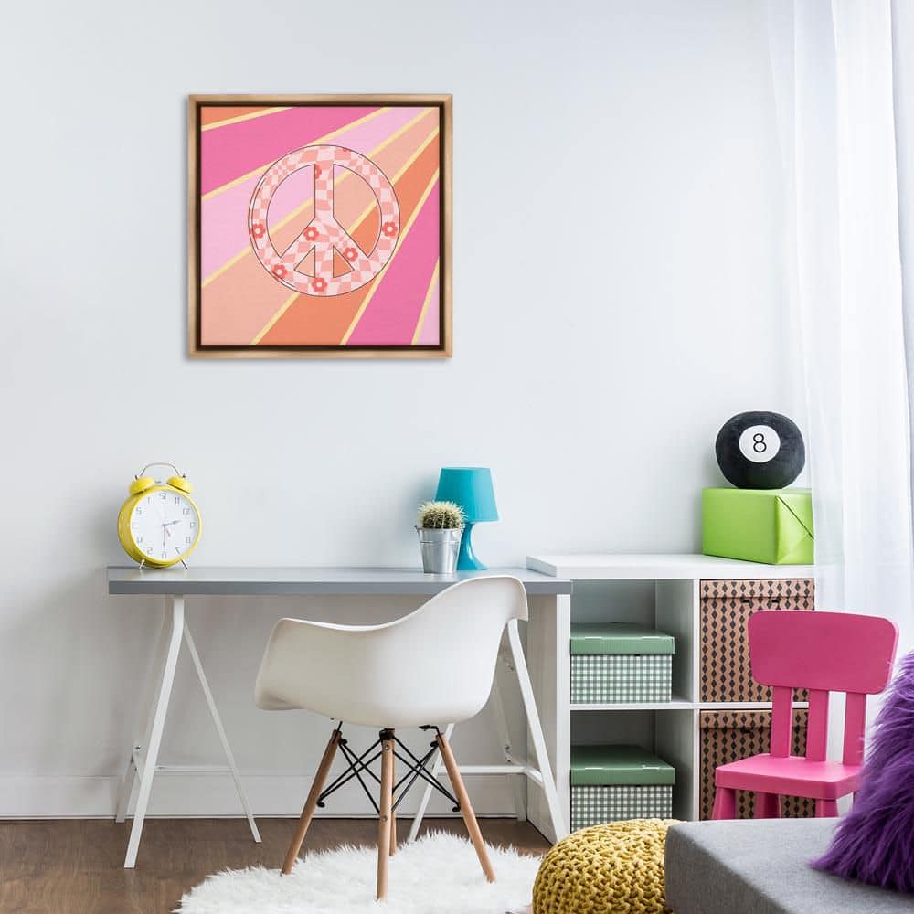 Stupell Industries Beaming Floral Peace Symbol by Jesse Keith Brown ...