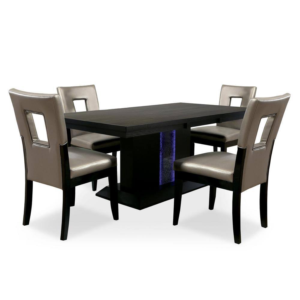 Furniture of America Pepperwood 5-Piece Rectangle Wood Top Black and ...